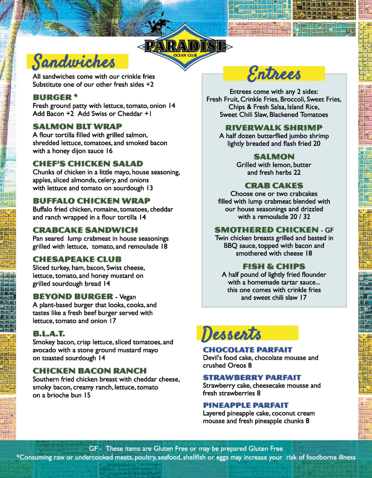 Main Summer Menu - paradiseoceanclubva.com