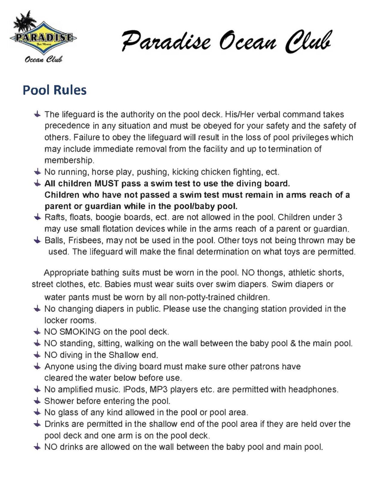 FAQs & Rules - paradiseoceanclubva.com