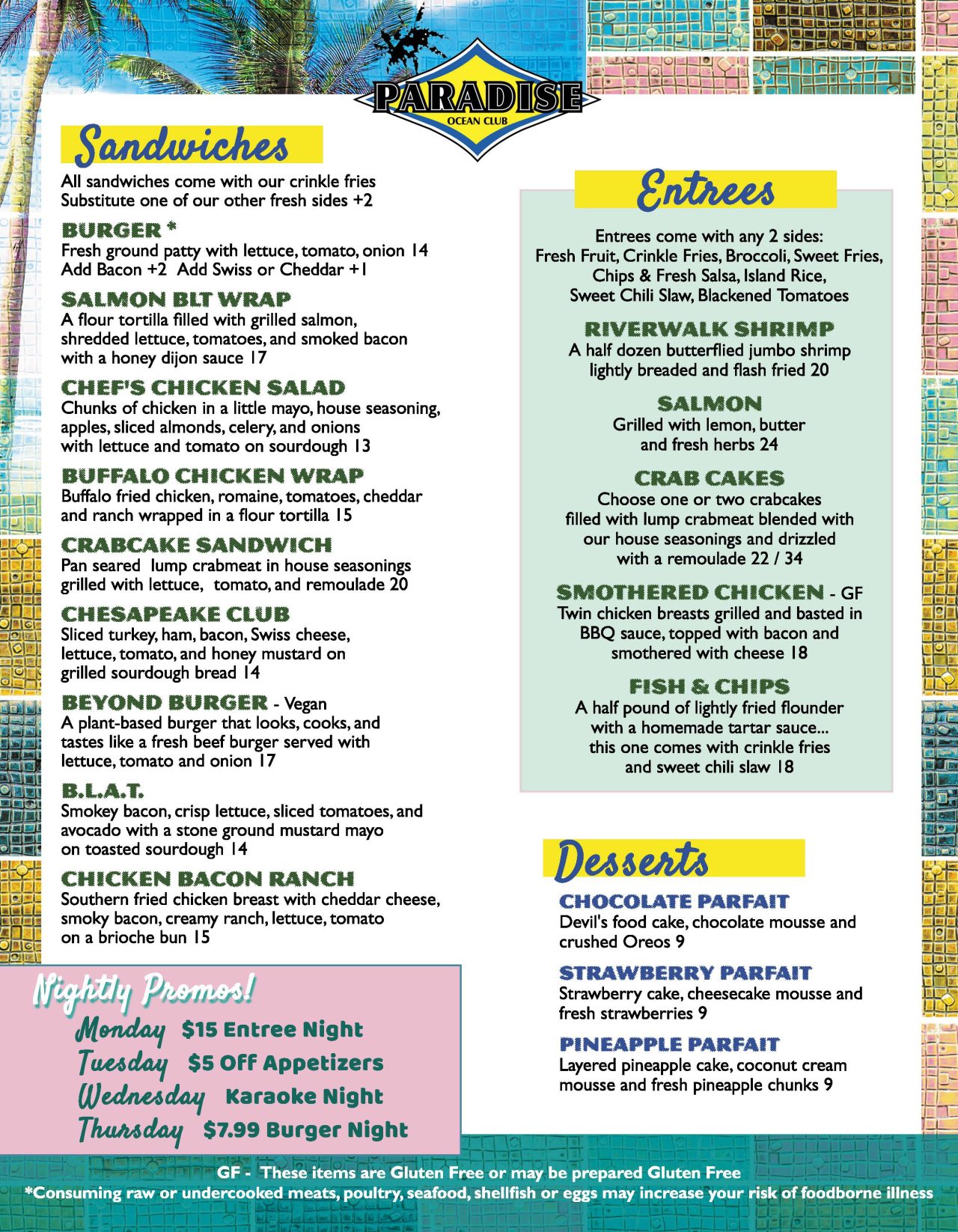 Main Summer Menu - paradiseoceanclubva.com